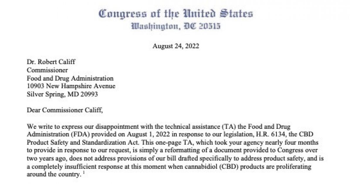 House Leaders Slam FDA Technical Assistance On Hemp Legislation
